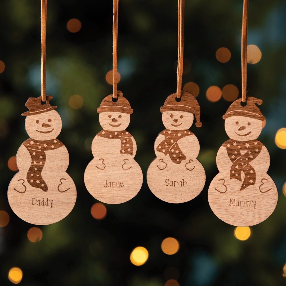 Personalised Wooden Snowman Christmas Tree Decoration - Etsy