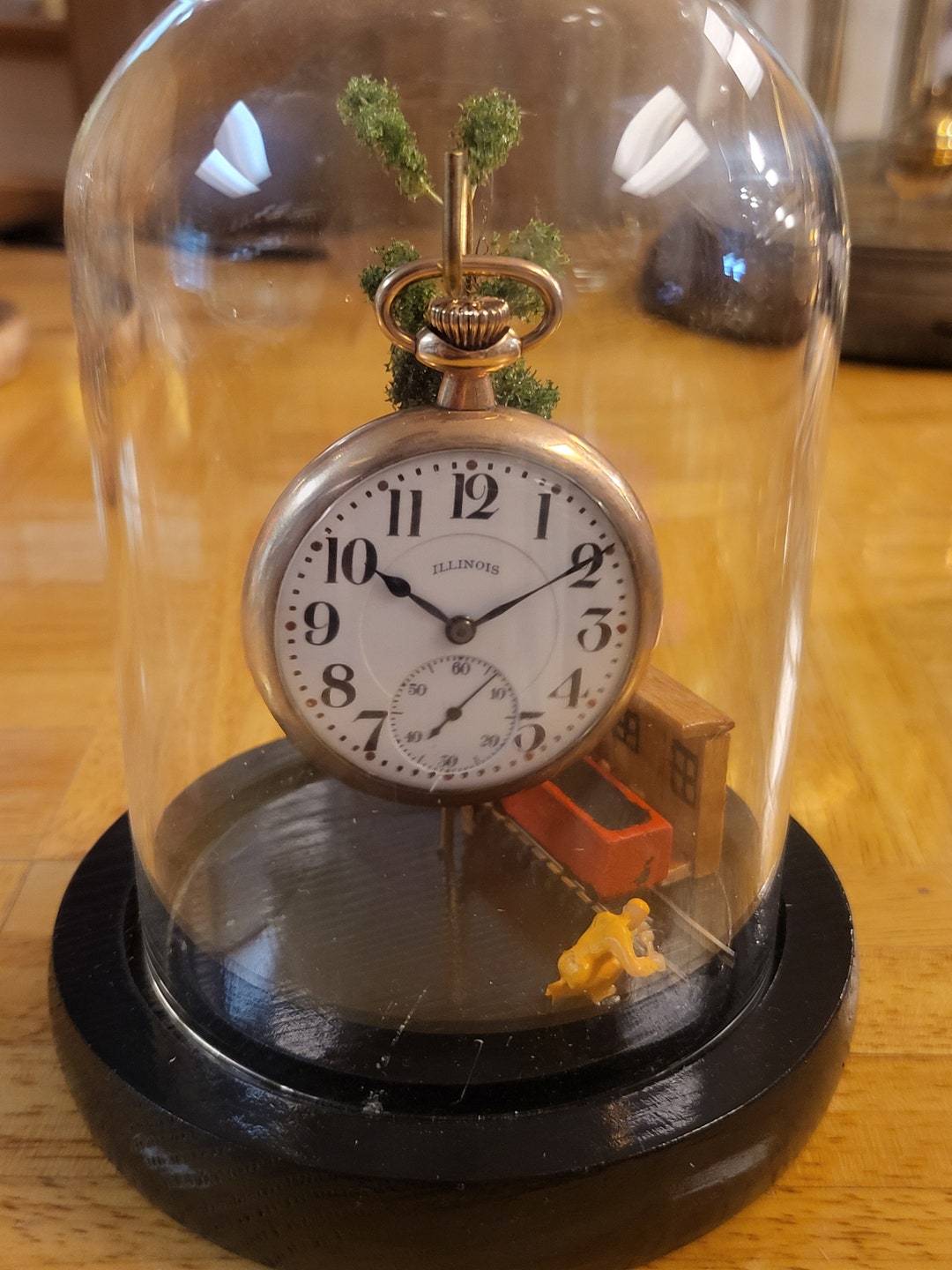 Handcrafted Railroad Pocket Watch Display Dome: Black Wood Base - Etsy