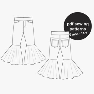 Bell Bottom Leggings Sewing Pattern PDF: Kids Sizes 0M-14Y - Etsy