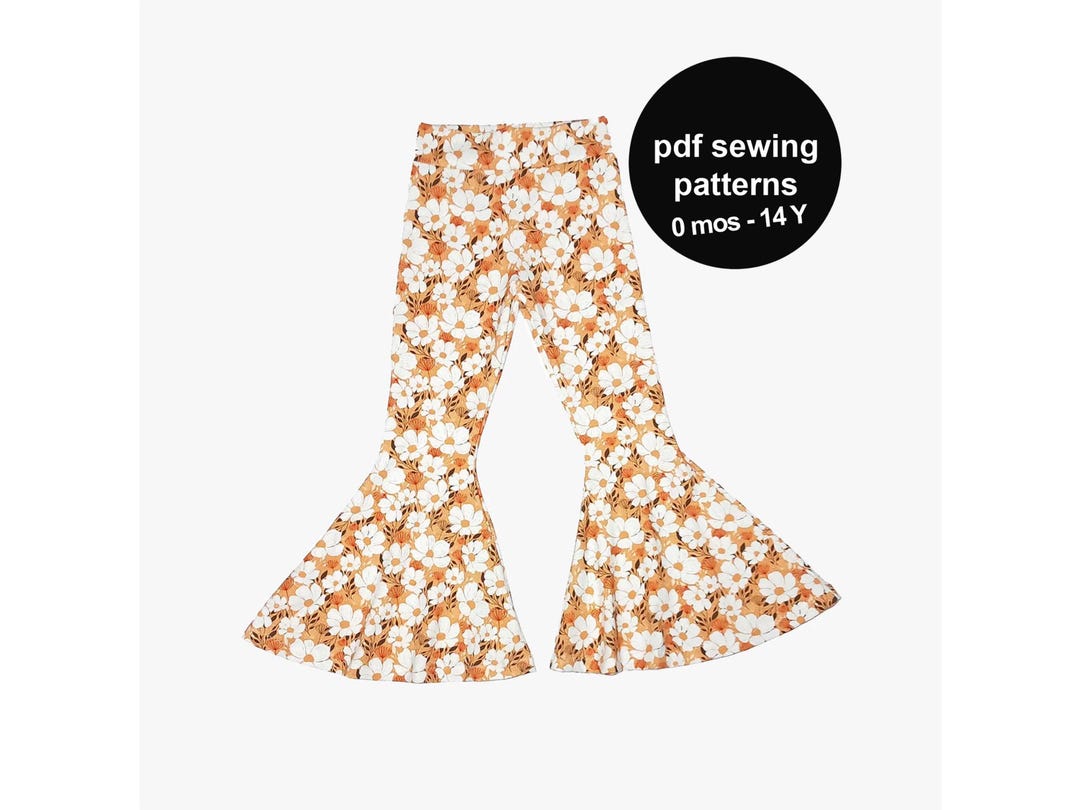 Kids Bell Bottoms Sewing Pattern (PDF): Flare Leggings, Sizes 0 Months ...