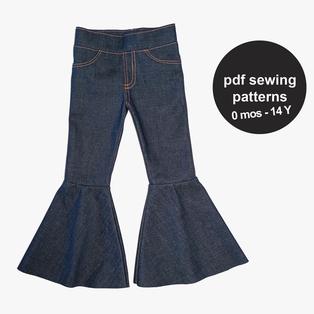 Kids Bell Bottom Pants PDF Pattern: Flared Leggings 0–14 Yrs (DIY ...