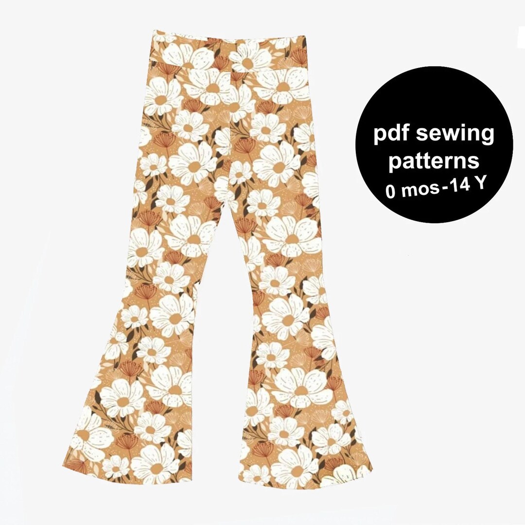 Baby Flare Pants Sewing Pattern: Knit Leggings (0 Months - 14 Years ...