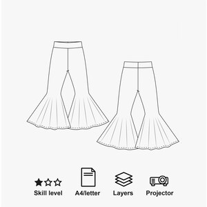 Kids Bell Bottoms Sewing Pattern (PDF): Flare Leggings, Sizes 0 Months ...