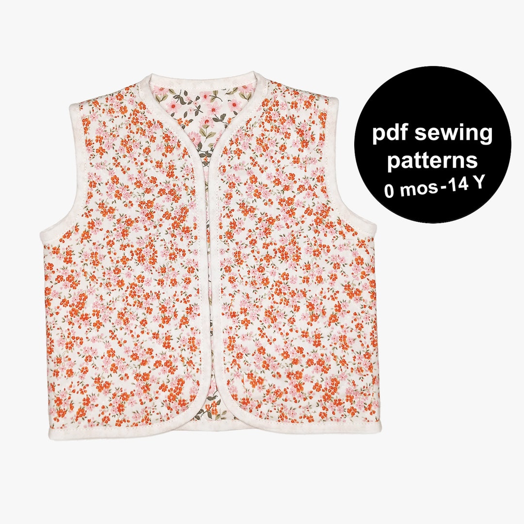 Patron de couture de gilet pour bébé avec ou sans bouton-pression ...