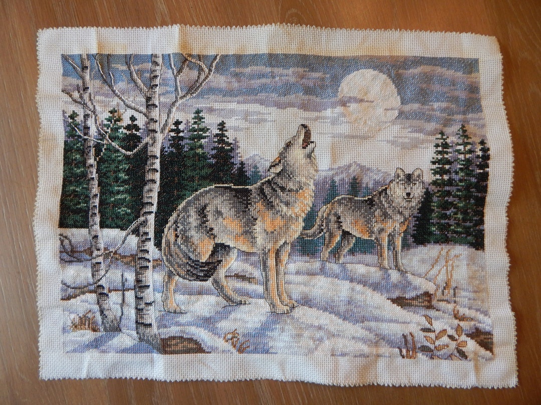 WOLVES CROSS STITCH Finished Completed Nature Needlework - Etsy