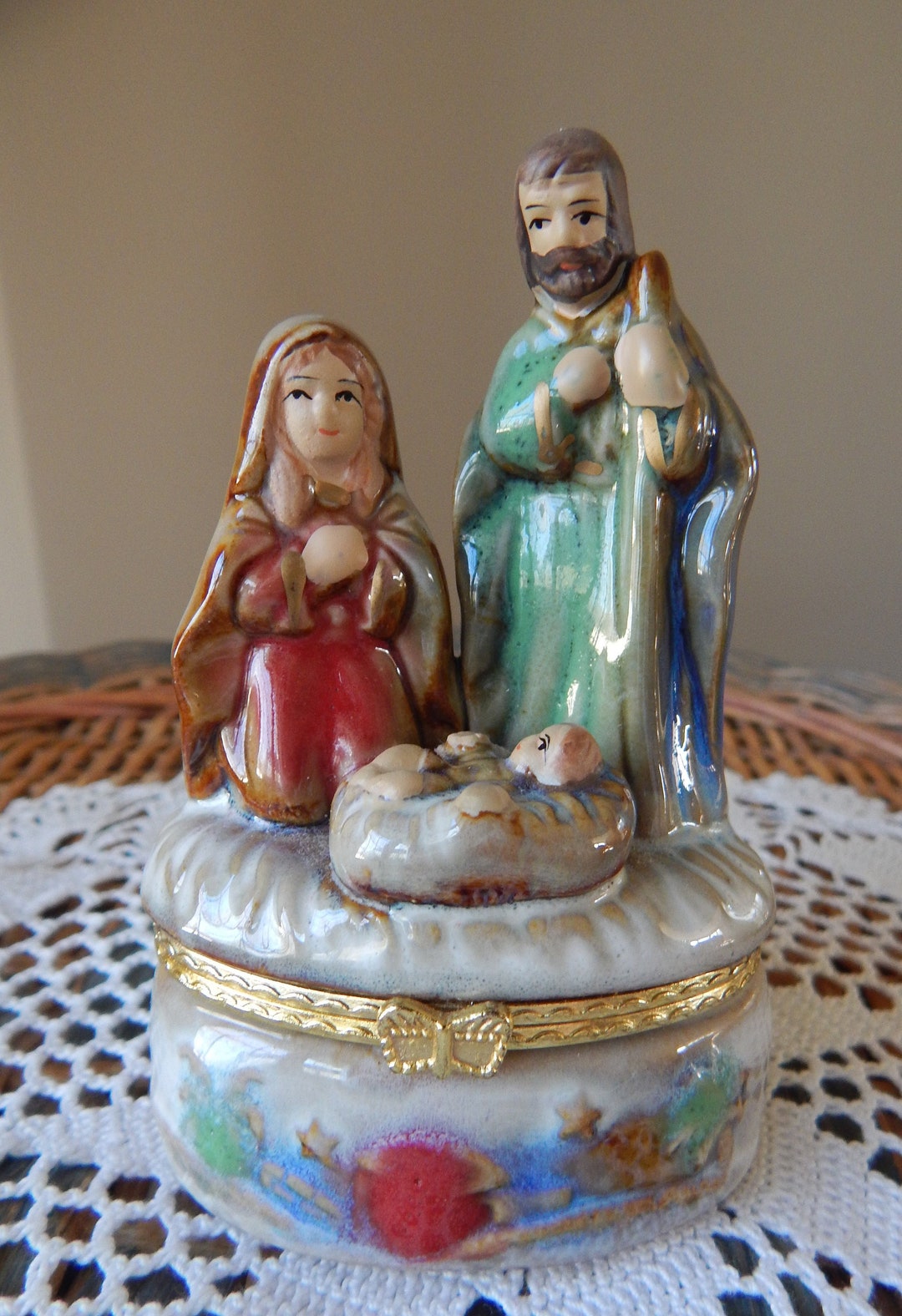 NATIVITY TRINKET BOX Holy Family Mary Joseph Jesus Manger - Etsy