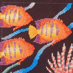 TROPICAL FISH Finished Completed Cross Stitch Deep Sea Life | Etsy
