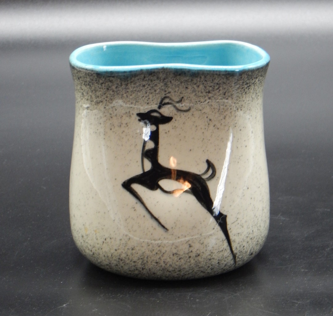 GAZELLE POTTERY VASE Vintage Loma?? Speckled 4" Art Pottery Vase ...