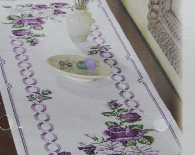 LILAC ROSES RUNNER Duftin 8072 Table Runner Counted Cross Stitch Kit ...