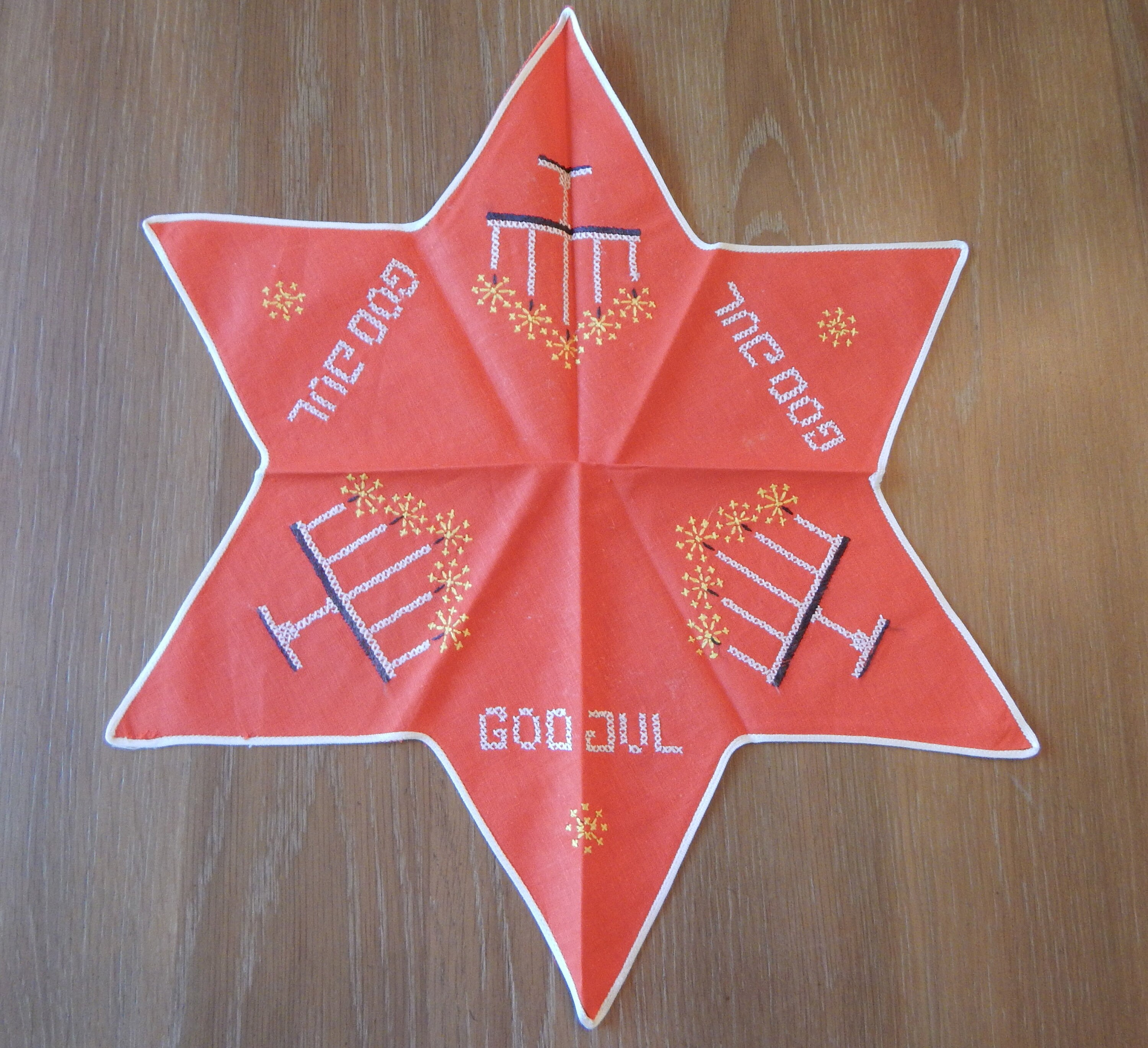 SWEDISH STAR DOILY Vintage Star Shape Table Topper With Cross Stitch ...