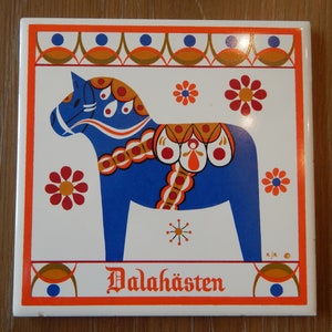SWEDISH HORSE TILE Vintage Colorful Ceramic Dala Horse Scandinavian ...