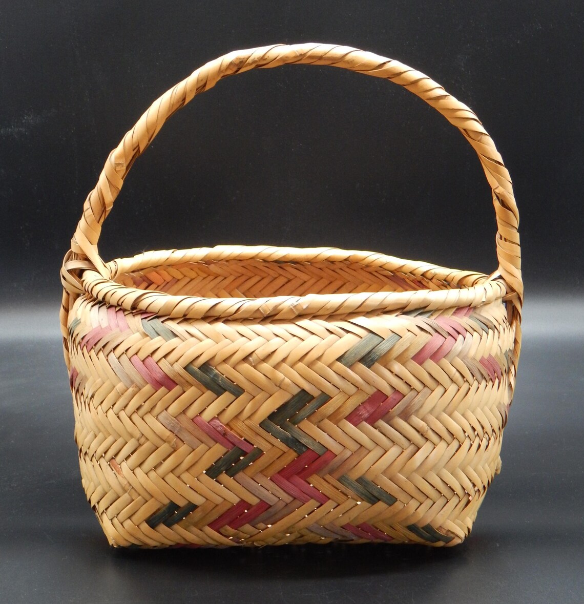 CHOCTAW POLYCHROME BASKET Vintage Native American Indian Basketry Hand ...