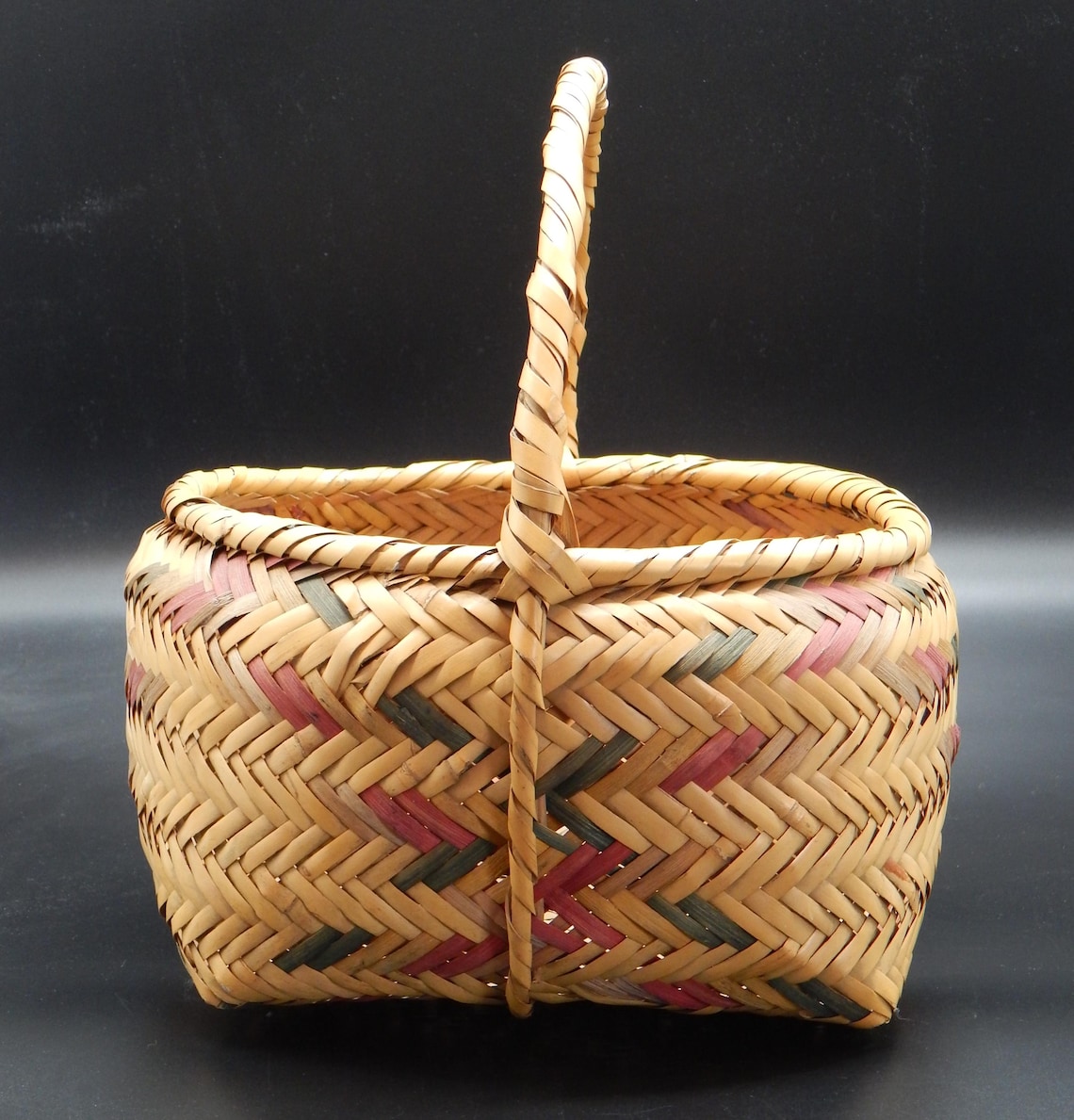 CHOCTAW POLYCHROME BASKET Vintage Native American Indian Basketry Hand ...
