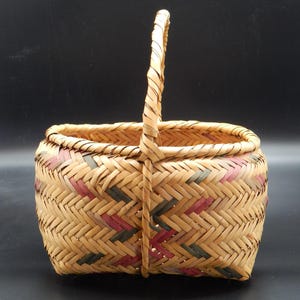 CHOCTAW POLYCHROME BASKET Vintage Native American Indian Basketry Hand ...