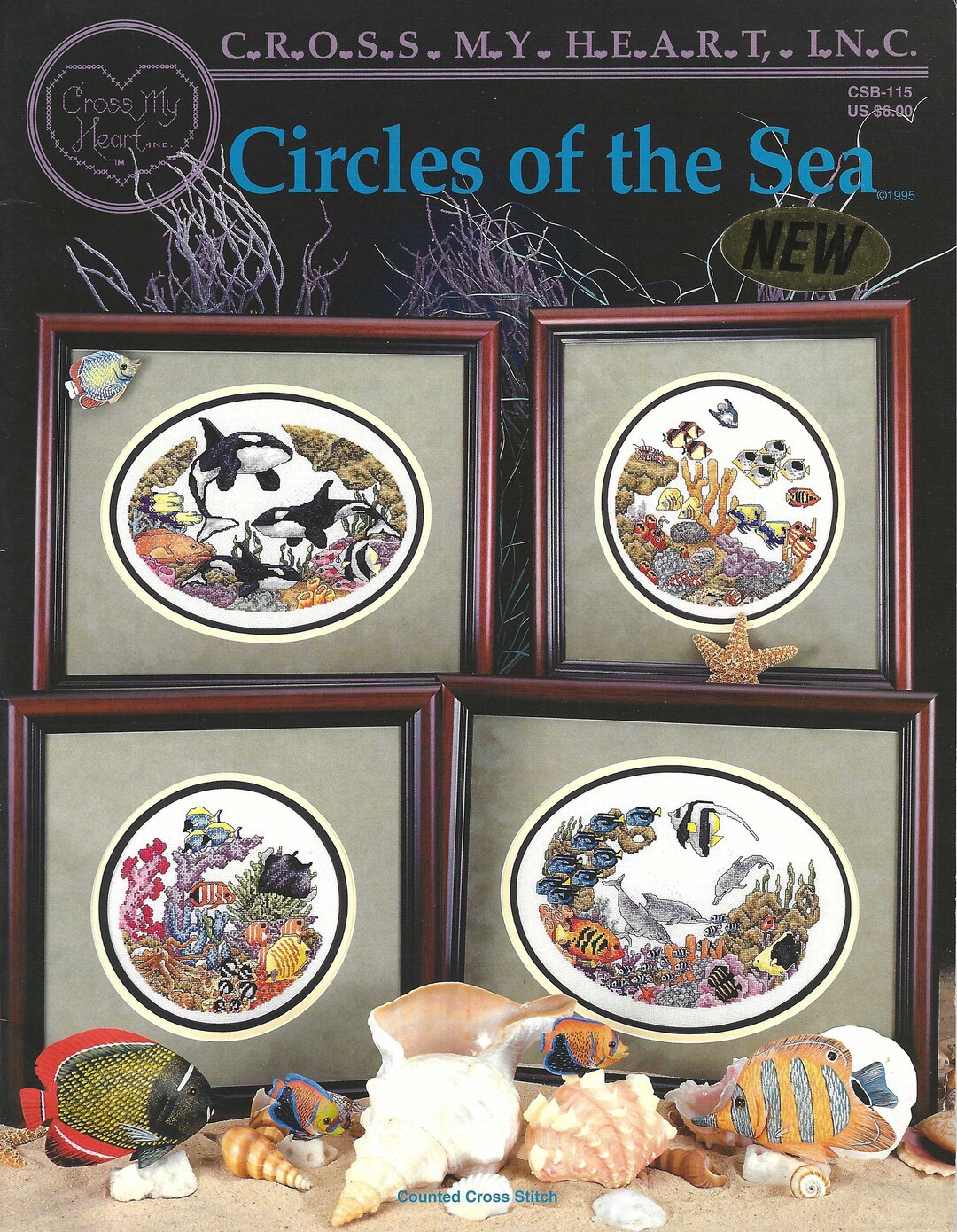 CIRCLES of the SEA Vintage 1995 Cross Stitch Pattern Leaflet 4 Marine ...