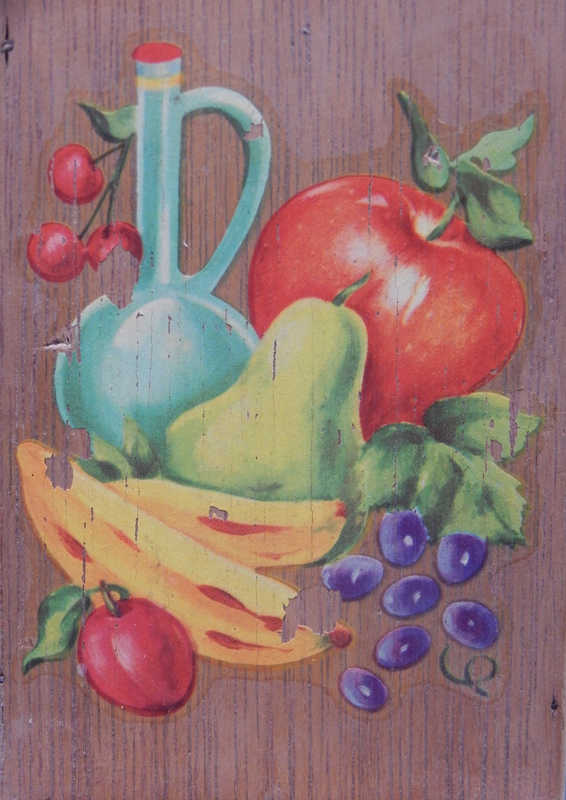 VINTAGE MATCH HOLDER Wood With Fruit Decal so Cute Kitsch Kitchen ...