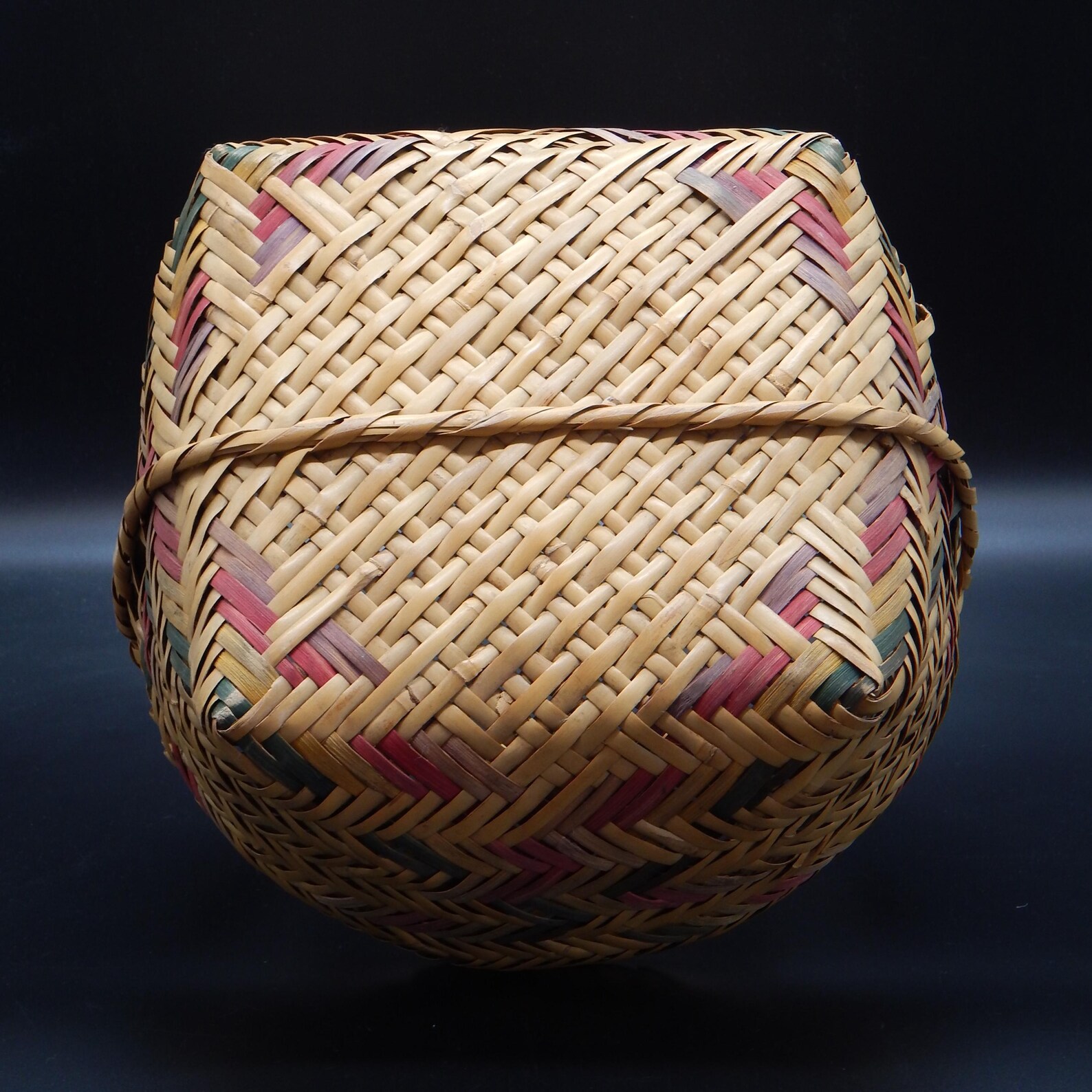 CHOCTAW POLYCHROME BASKET Vintage Native American Indian Basketry Hand ...