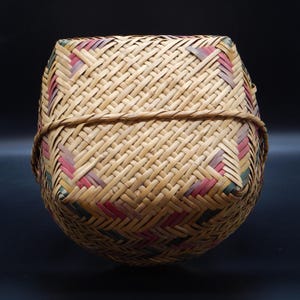CHOCTAW POLYCHROME BASKET Vintage Native American Indian Basketry Hand ...