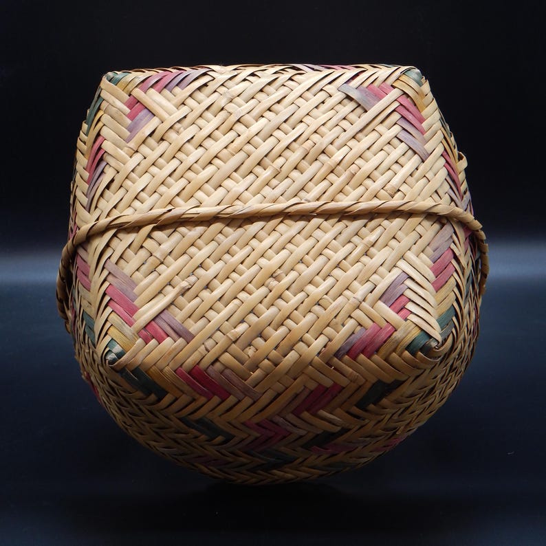 CHOCTAW POLYCHROME BASKET Vintage Native American Indian Basketry Hand ...