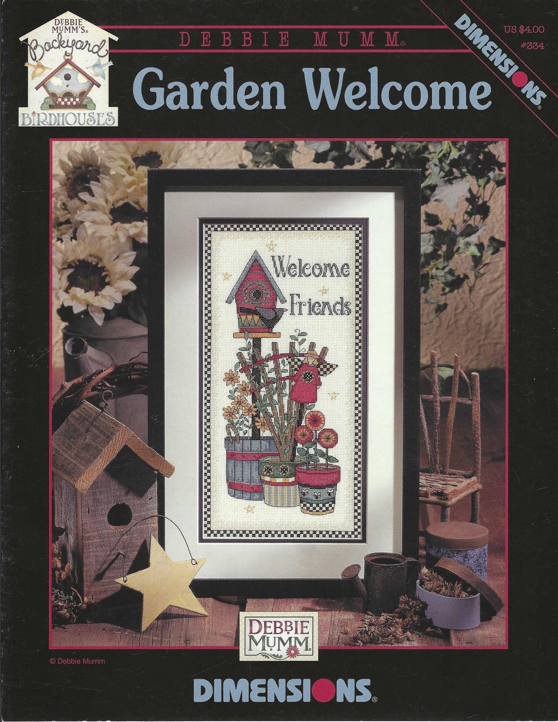 GARDEN WELCOME Vintage 2001 Cross Stitch Pattern Chart Leaflet ...