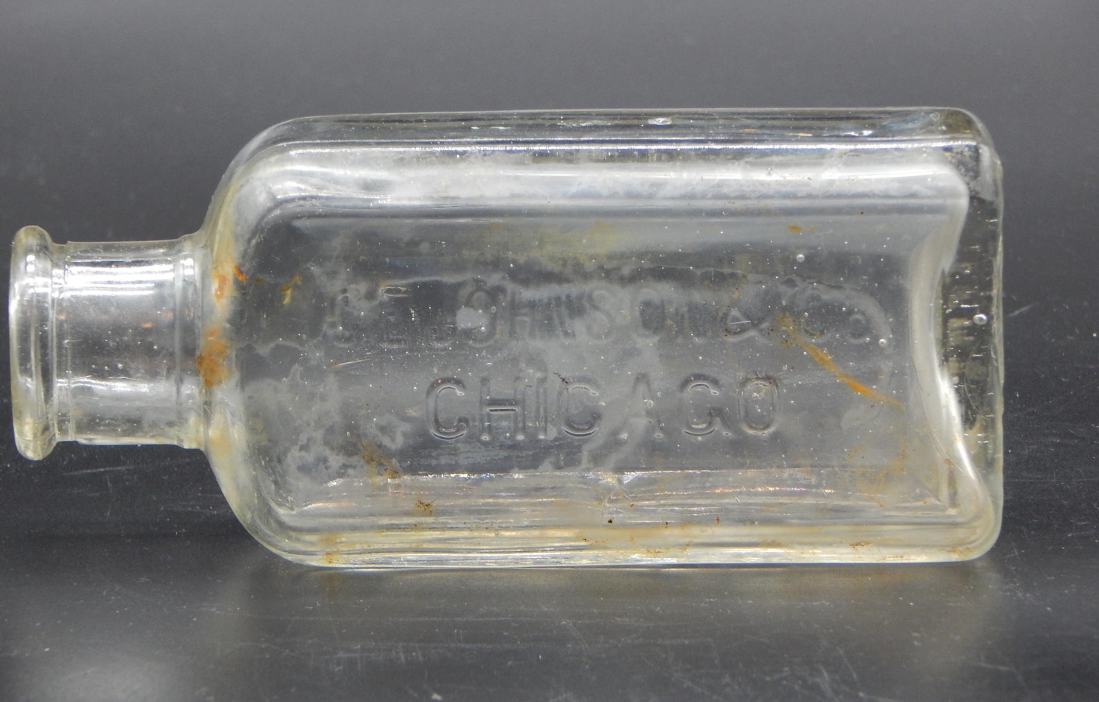 2 ANTIQUE JOHNSONS BOTTLES 1 Blue and 1 Clear Glass Medicine Bottle ...