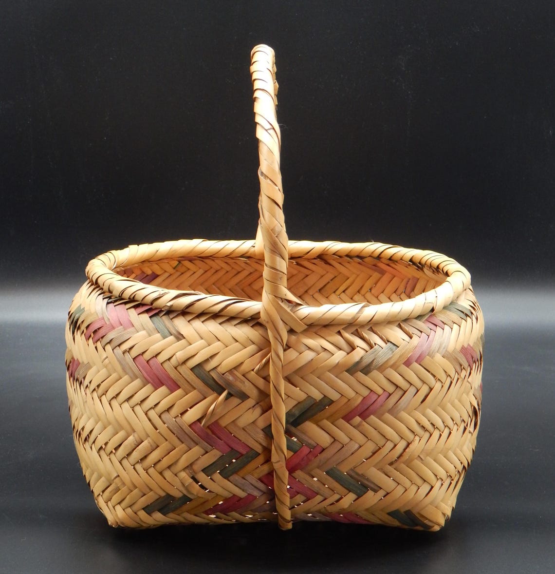 CHOCTAW POLYCHROME BASKET Vintage Native American Indian Basketry Hand ...