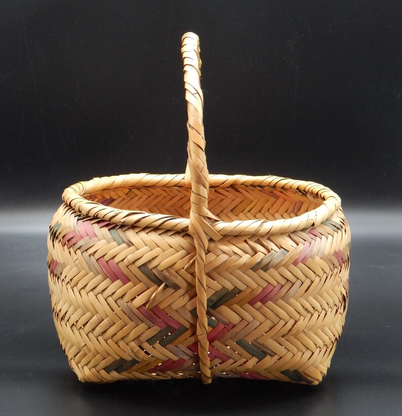 CHOCTAW POLYCHROME BASKET Vintage Native American Indian Basketry Hand ...