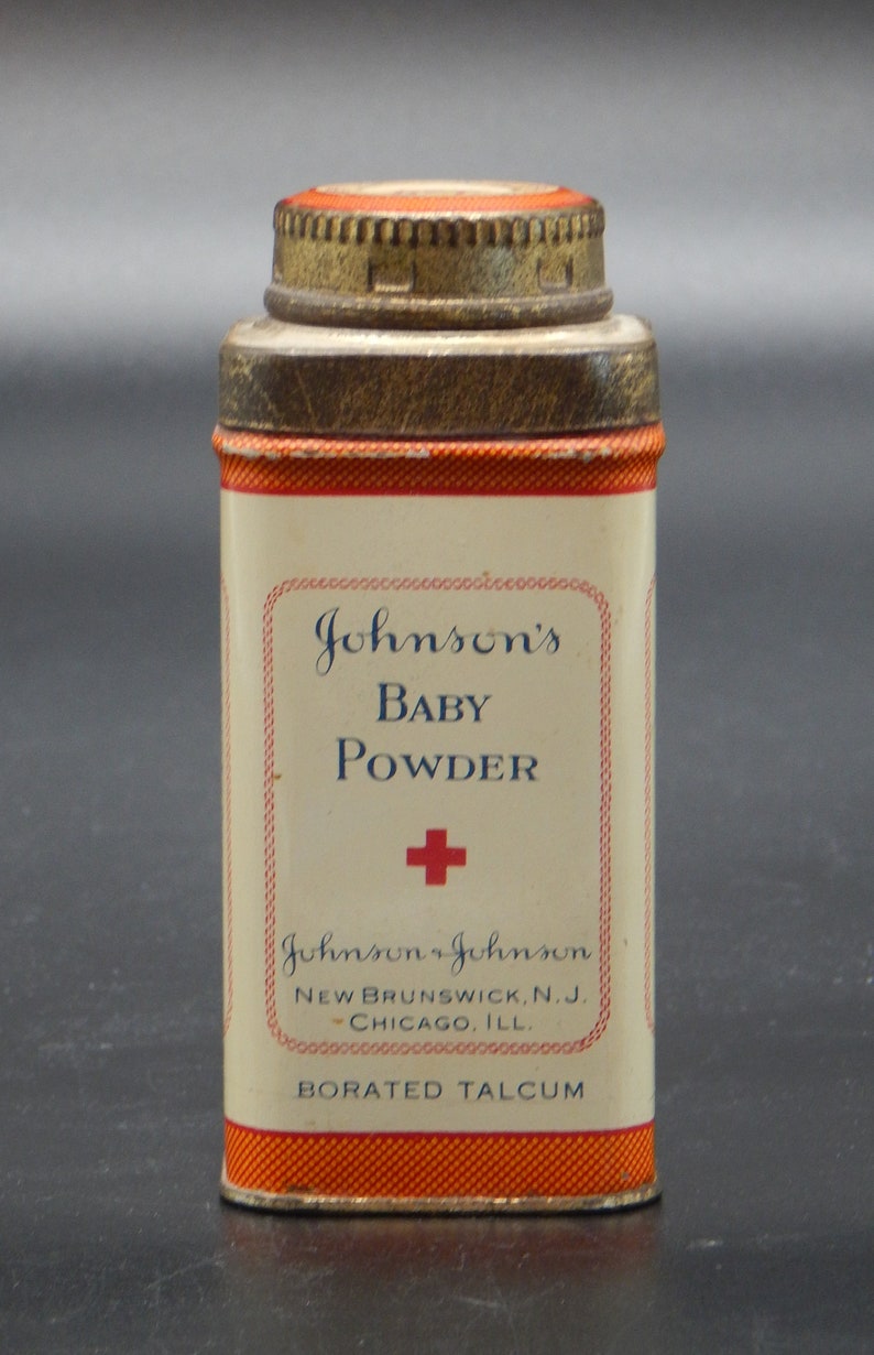 JOHNSONS BABY POWDER Vintage Midcentury Empty Tin Container Borated ...