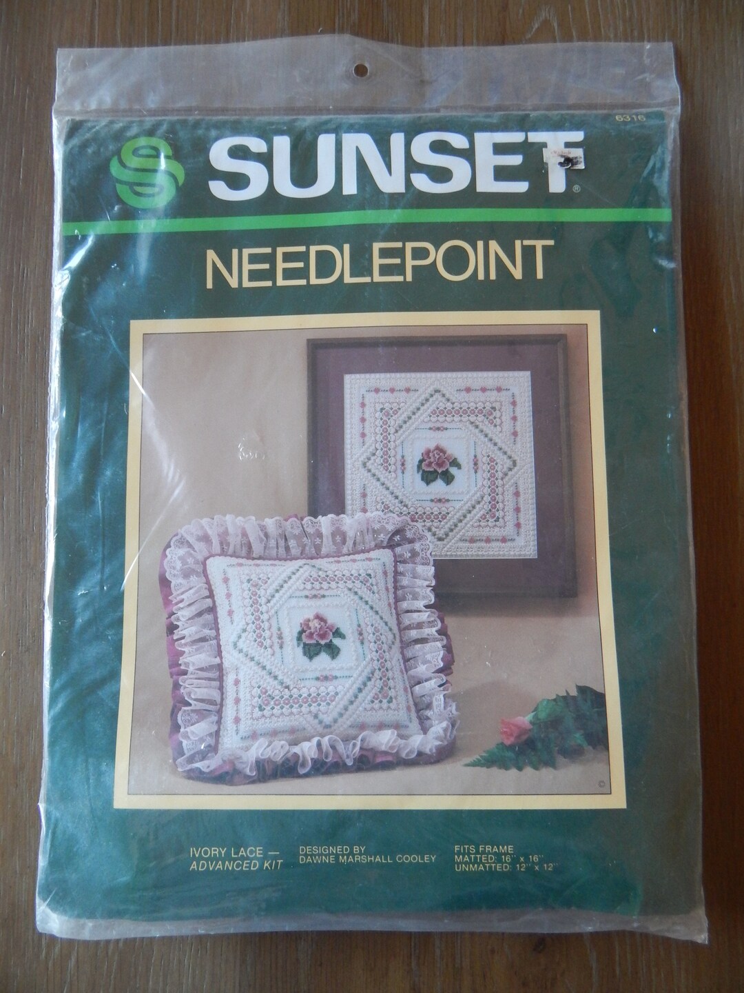 IVORY LACE Sunset Advanced Needlepoint Kit Pink & Green Floral Flower ...