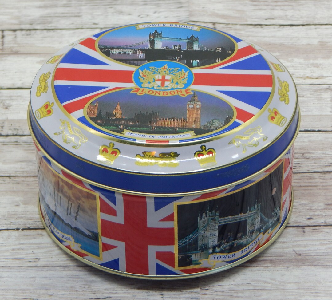 LONDON PICTORIAL TIN Vintage Empty Toffee Candy Round Tin With Photos ...