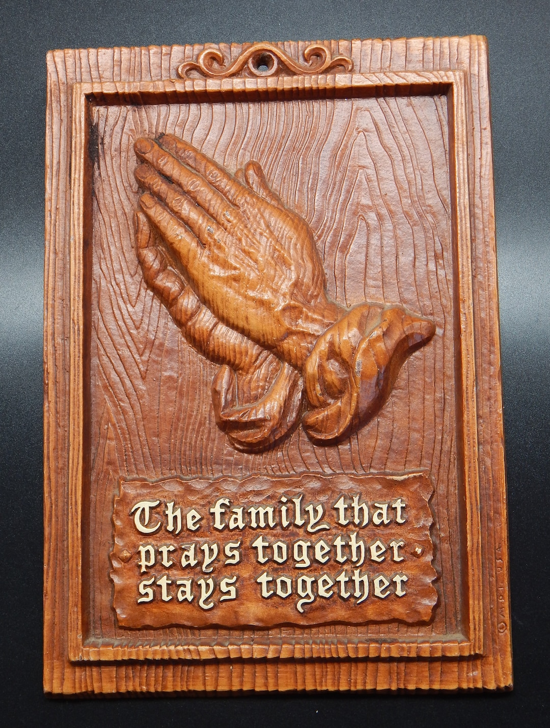 PRAYING HANDS PLAQUE Vintage Midcentury Multi Products Faux Wood ...
