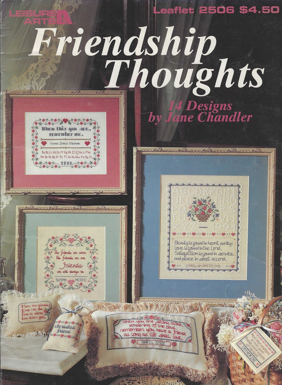 FRIENDSHIP THOUGHTS Vintage 1994 Cross Stitch Pattern Chart Leaflet 14 ...