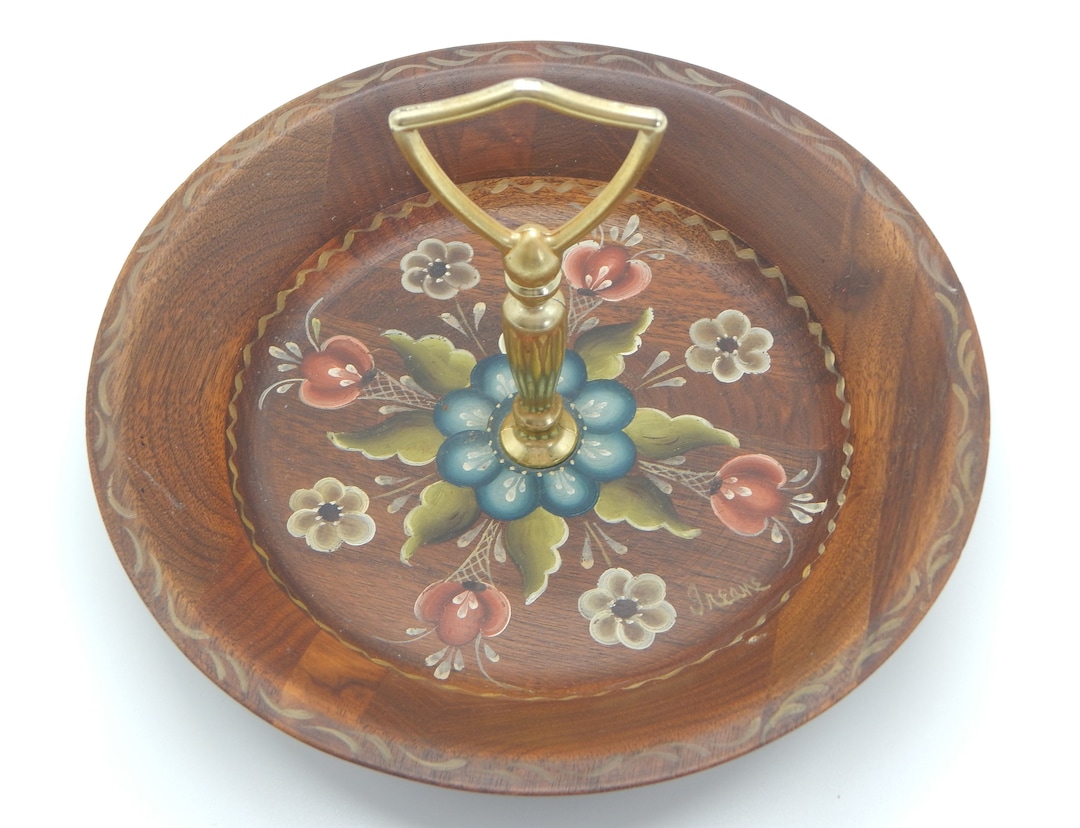 ROSEMALING TIDBIT TRAY Vintage Norwegian Scandinavian Hand Painted ...