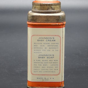 JOHNSONS BABY POWDER Vintage Midcentury Empty Tin Container Borated ...