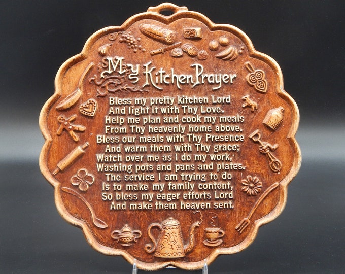 VINTAGE KITCHEN PRAYER Syroco Wall Plaque Pretty Scalloped Edge Kitchen ...