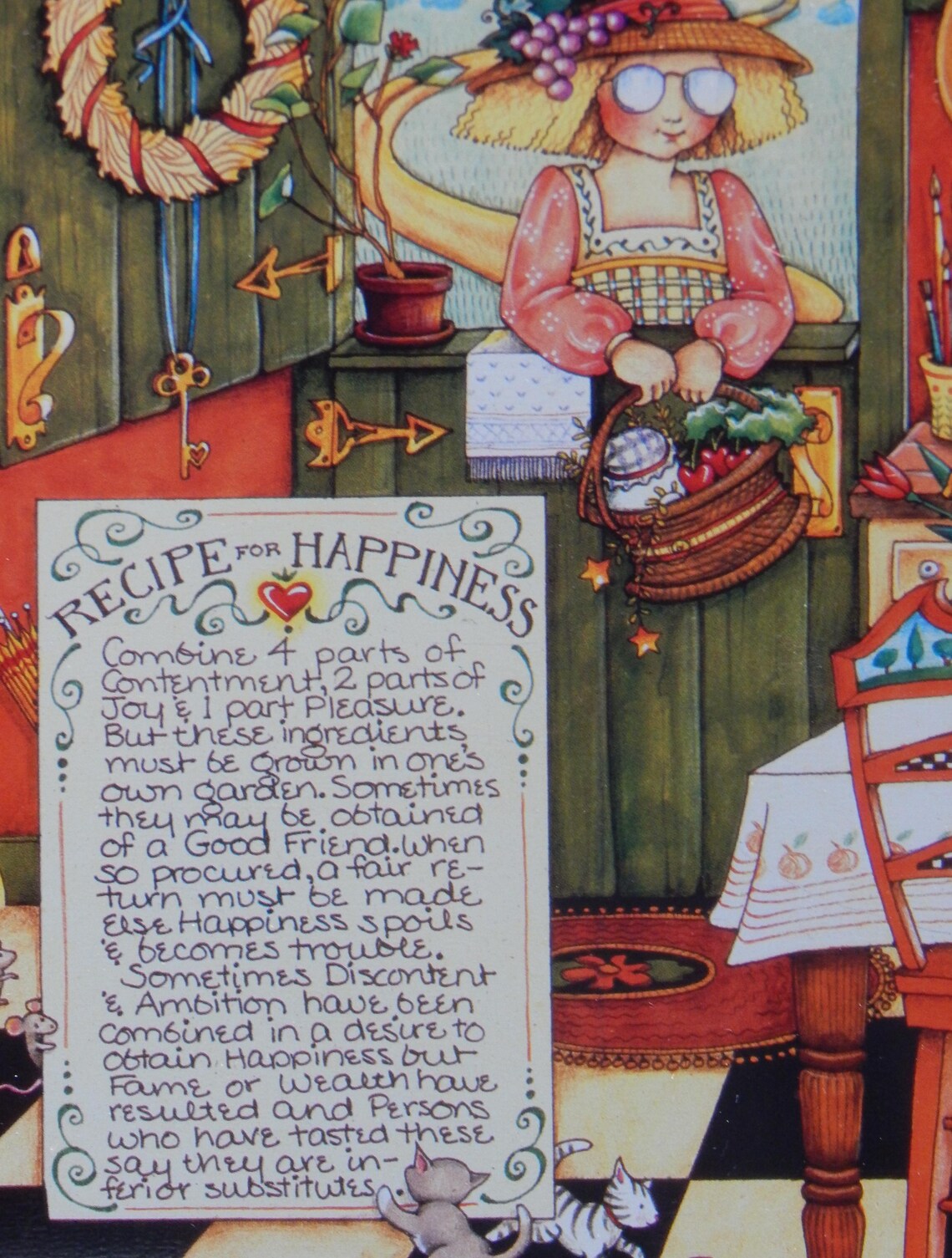 MARY ENGELBREIT TIN Vintage 1987 Recipe for Happiness Cute Kitchen ...