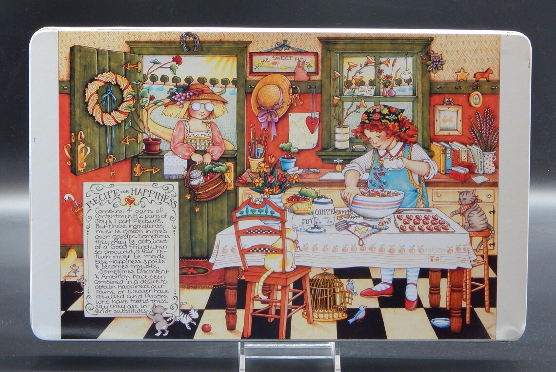 MARY ENGELBREIT TIN Vintage 1987 Recipe for Happiness Cute Kitchen ...