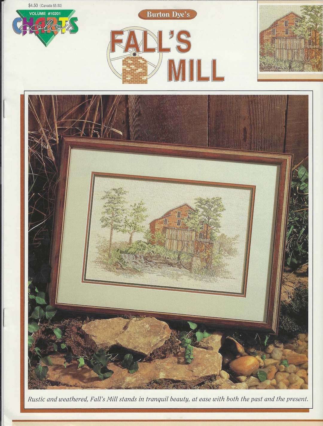 FALL'S MILL Vintage 1990 Cross Stitch Pattern Chart Leaflet Rustic Red ...