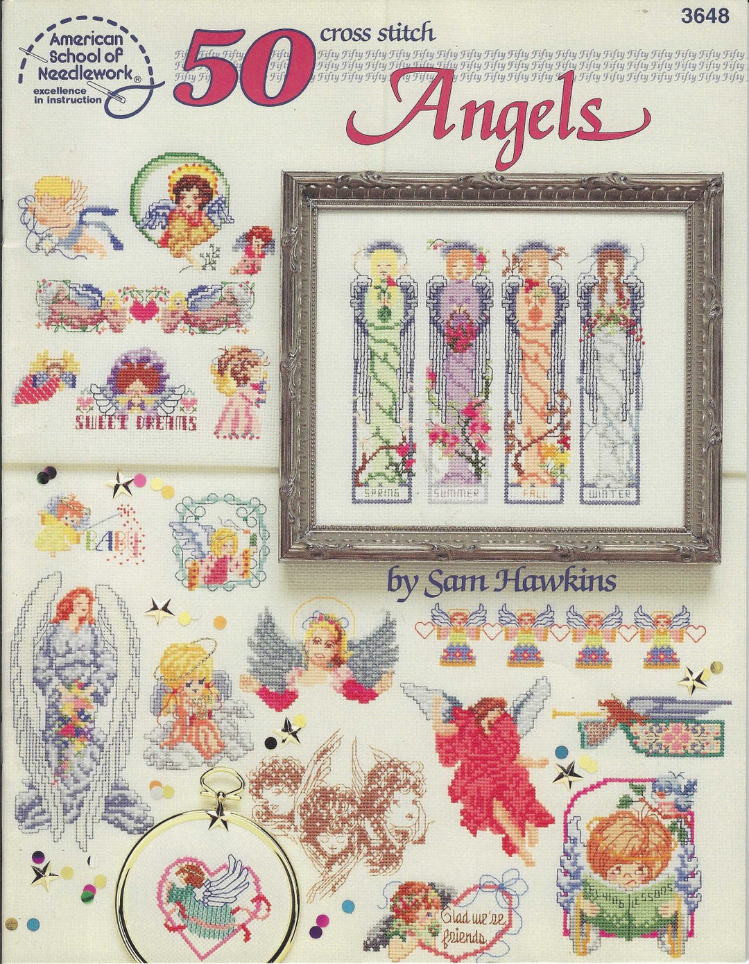 50 ANGELS Vintage 1994 Cross Stitch Pattern Chart Leaflet 50 Small ...