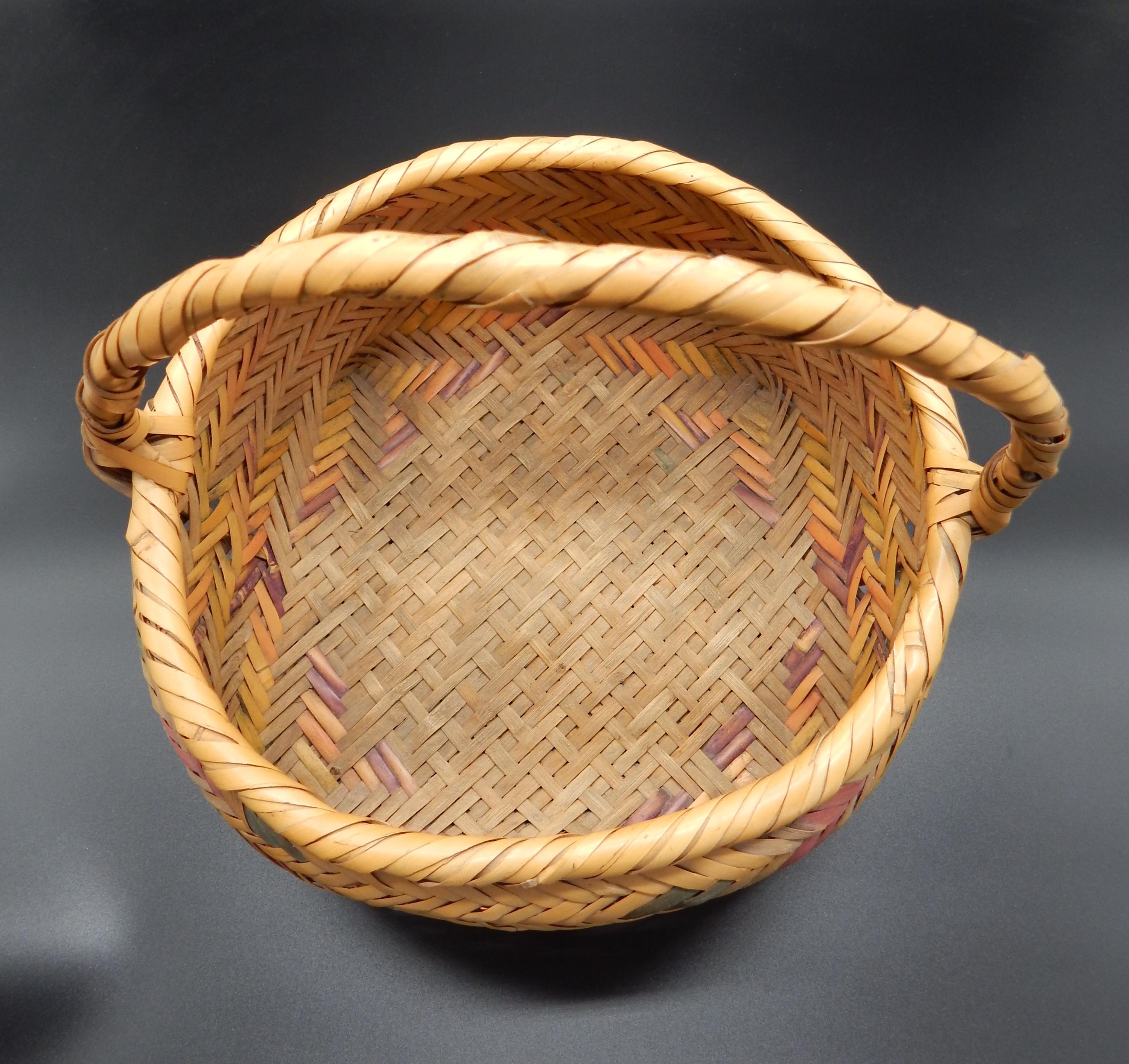 CHOCTAW POLYCHROME BASKET Vintage Native American Indian Basketry Hand ...