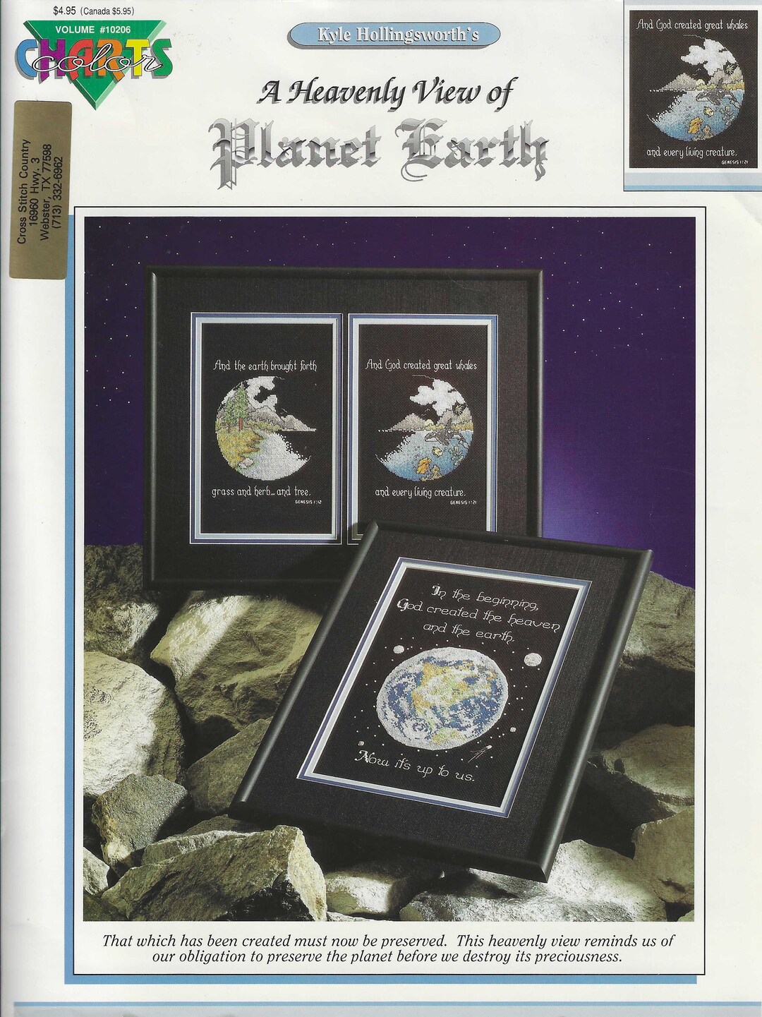 PLANET EARTH Vintage 1990 Cross Stitch Pattern Chart Leaflet Heavenly ...