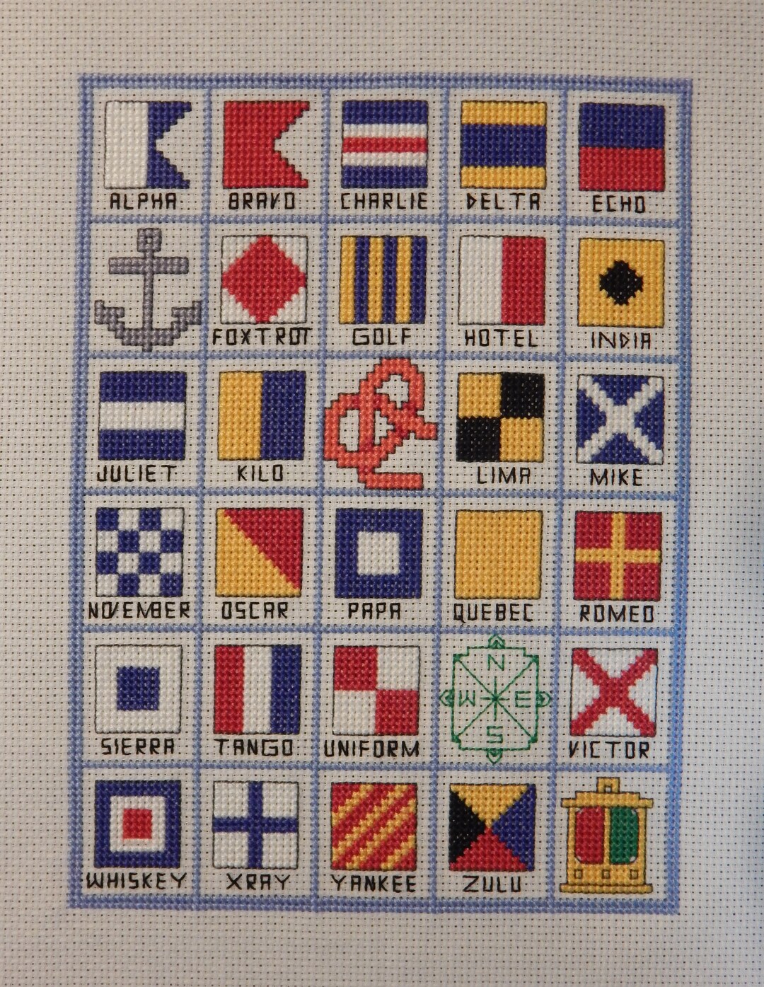 NAUTICAL ALPHABET Finished Completed Counted Cross Stitch Maritime ...