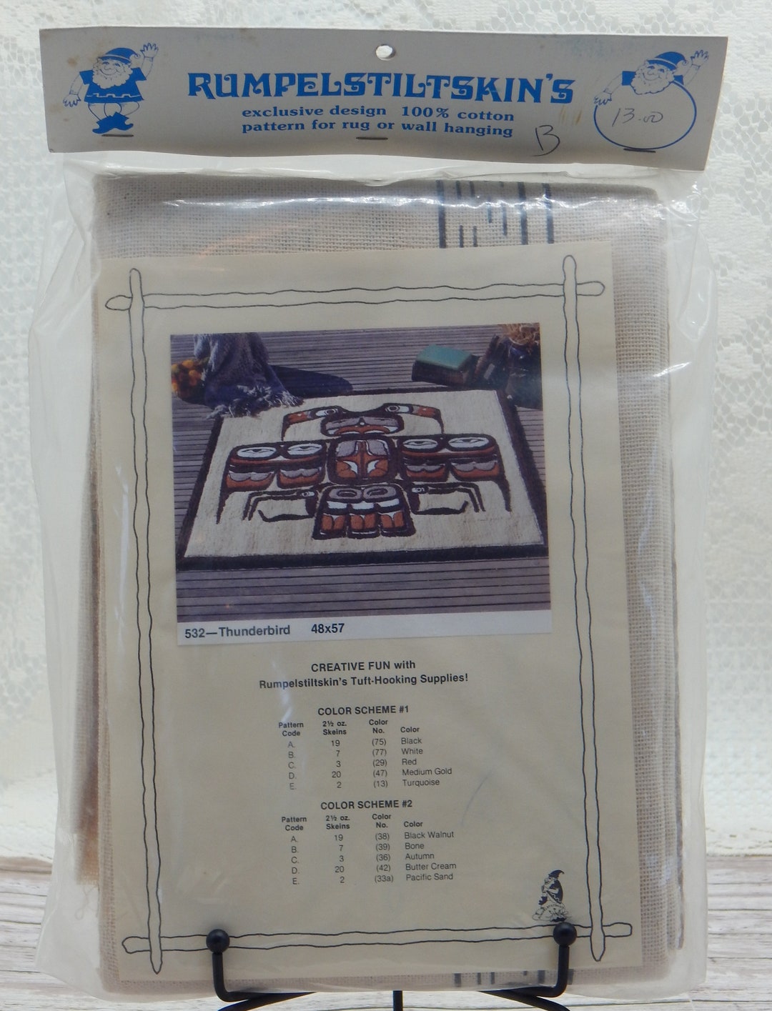 STAMPED RUG PATTERN Vintage Rumpelstiltskin's Cotton Tuft Hooking Pattern for Rug or Wall ...