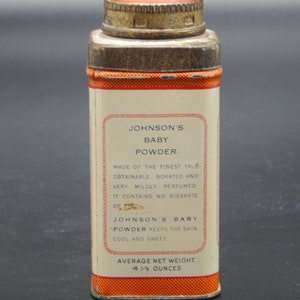 JOHNSONS BABY POWDER Vintage Midcentury Empty Tin Container Borated ...