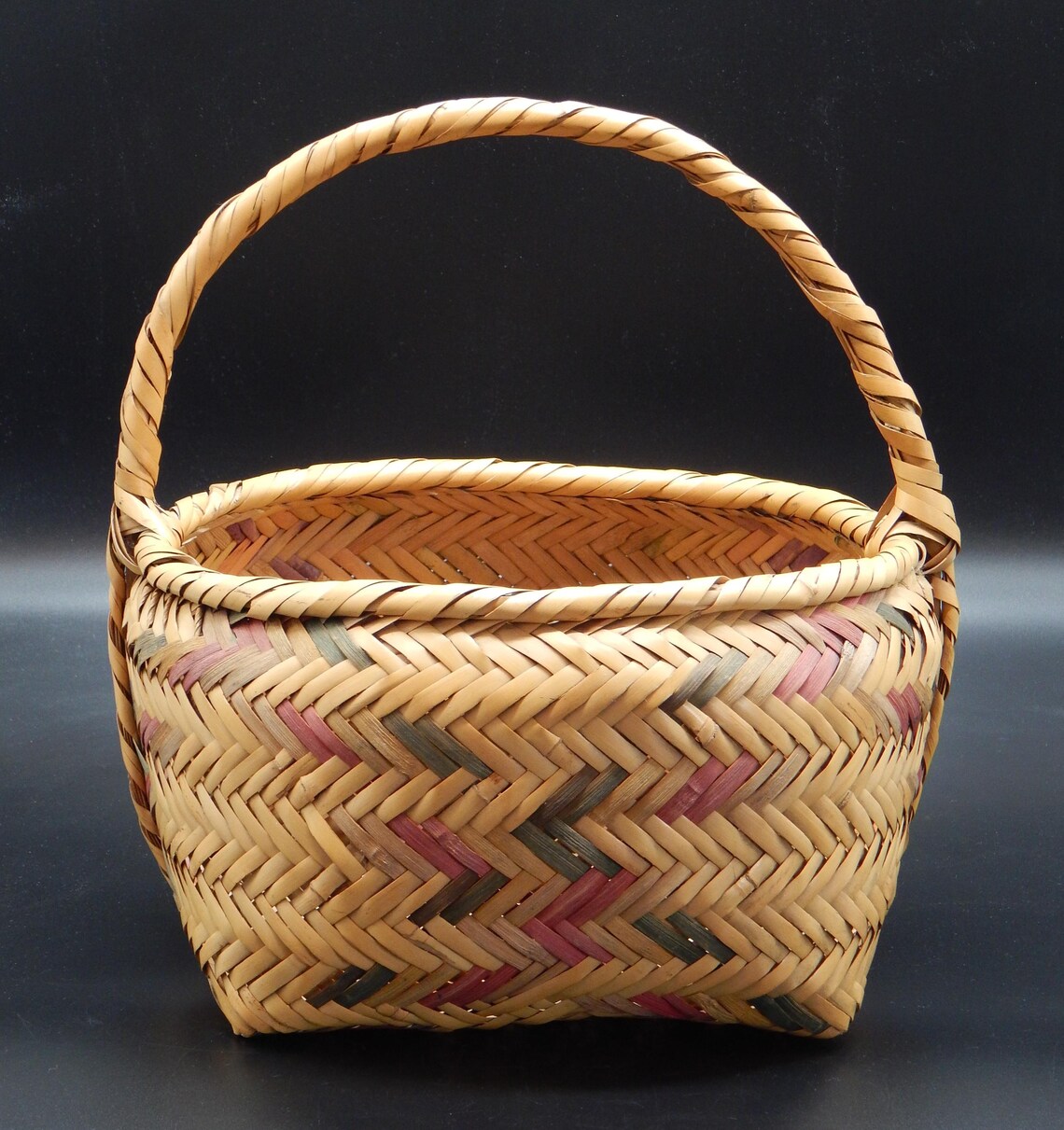 CHOCTAW POLYCHROME BASKET Vintage Native American Indian Basketry Hand ...