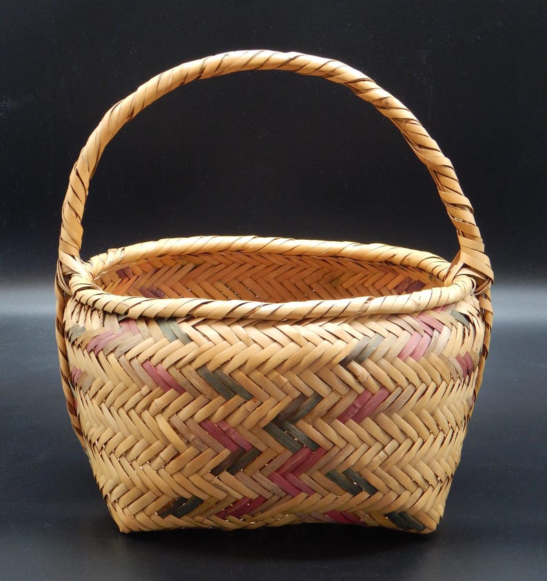 CHOCTAW POLYCHROME BASKET Vintage Native American Indian Basketry Hand ...