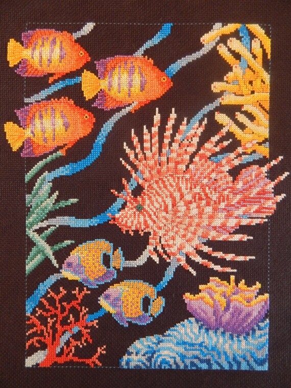 TROPICAL FISH Finished Completed Cross Stitch Deep Sea Life | Etsy