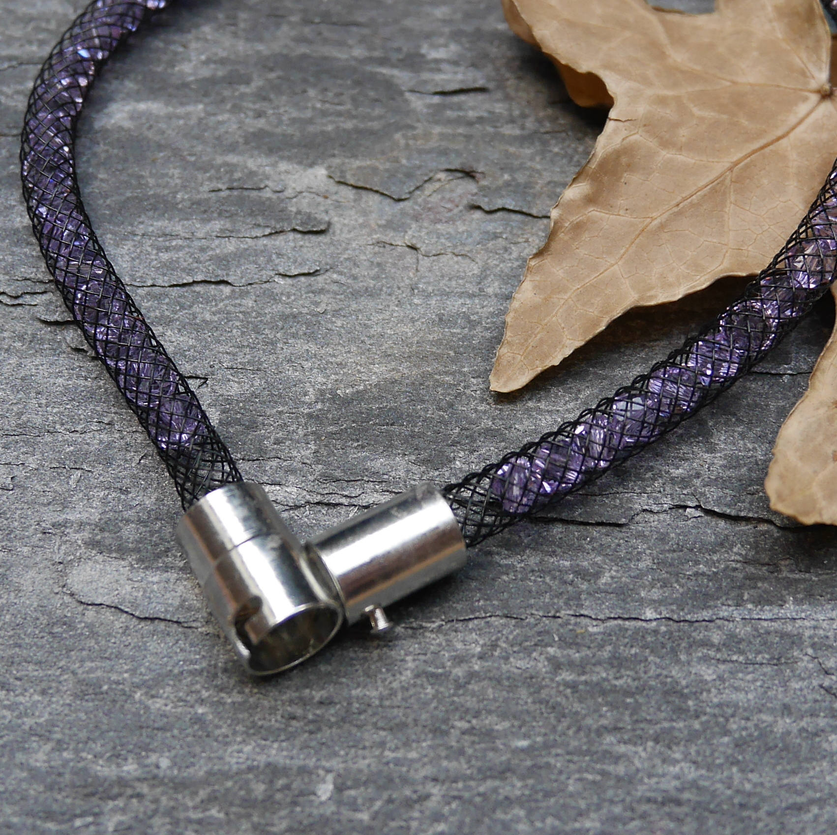Stardust Bracelet With Swarovski Crystals, Black Mesh Tube - Etsy