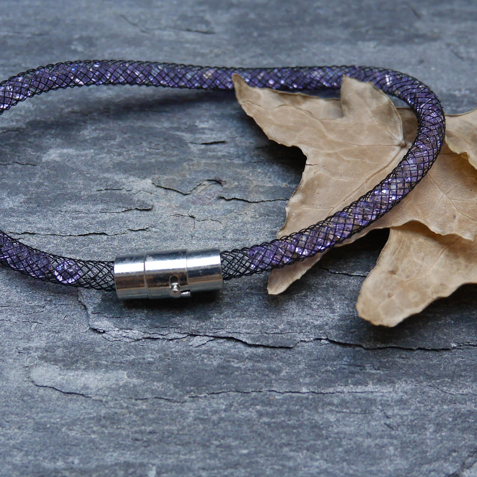 Stardust Bracelet With Swarovski Crystals, Black Mesh Tube - Etsy