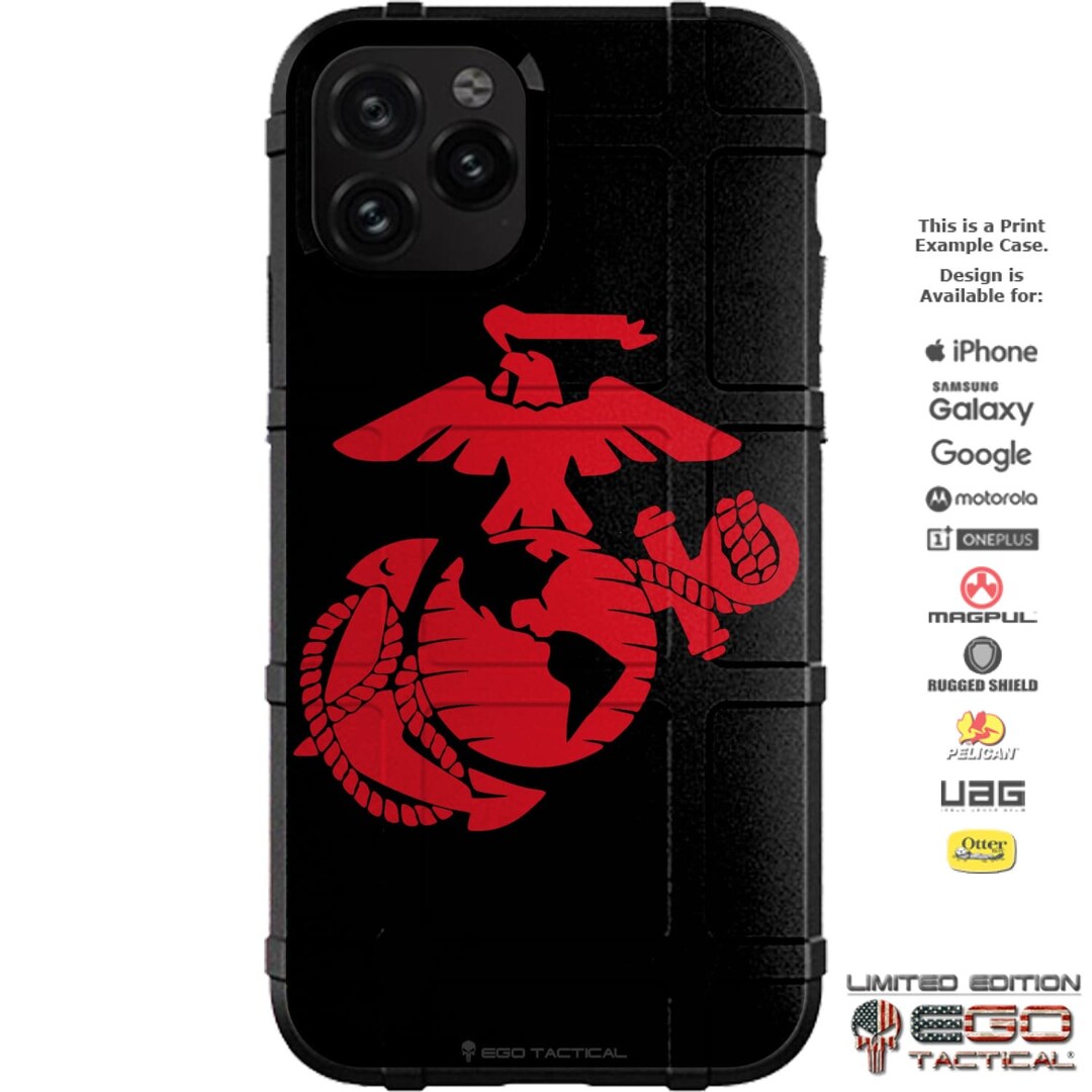 U.S. Marine Corps Solid Red Modern EGA Globe Custom Printed Phone Case ...